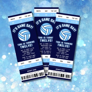 Volleyball Ticket Invitation Template Volleyball Birthday Party Instant ...