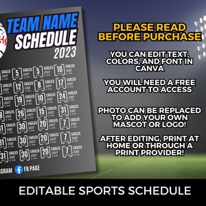 Editable Baseball Schedule Template DIY Canva Baseball Schedule ...