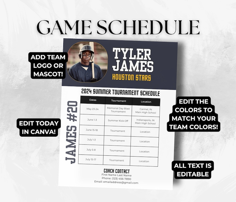 Baseball Athlete Profile Sheet Photo College Recruiting Editable Canva ...