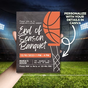 Printable Basketball Team End of Season Sports Banquet Invitation Canva ...