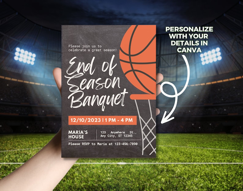 Printable Basketball Team End of Season Sports Banquet Invitation Canva ...