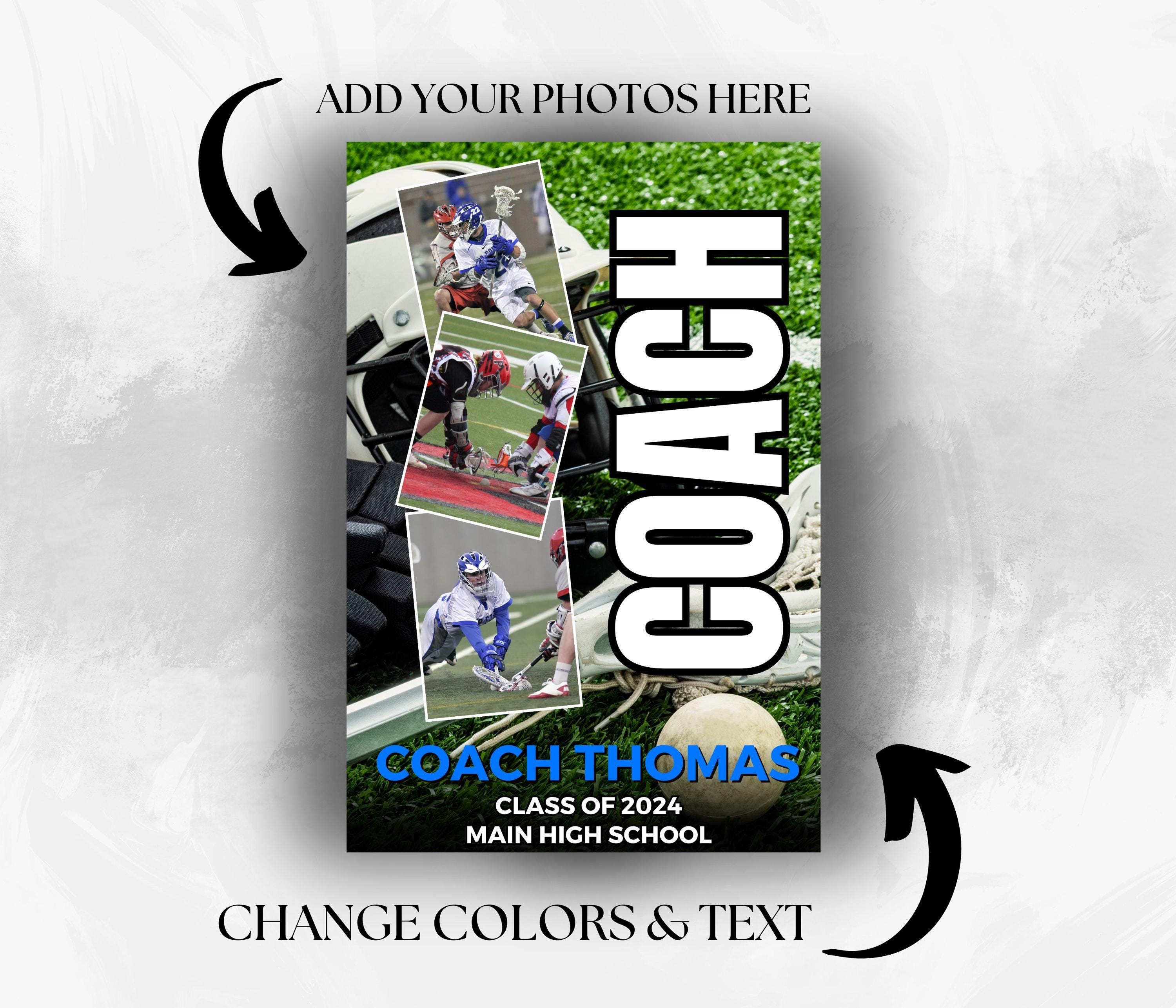 Lacrosse Coach Poster Canva Template Coach Team Banquet Gift for ...