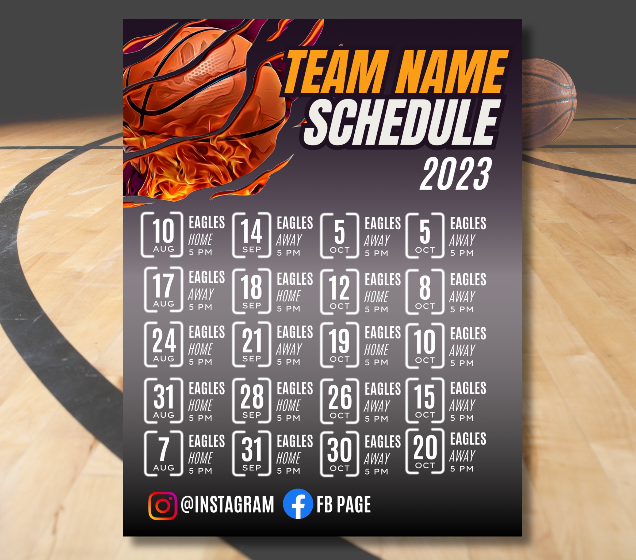 Editable Basketball Schedule Template DIY Canva Basketball Schedule ...