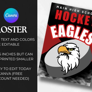 Editable Hockey Team Roster Card Canva Template Ice Hockey Team Player ...