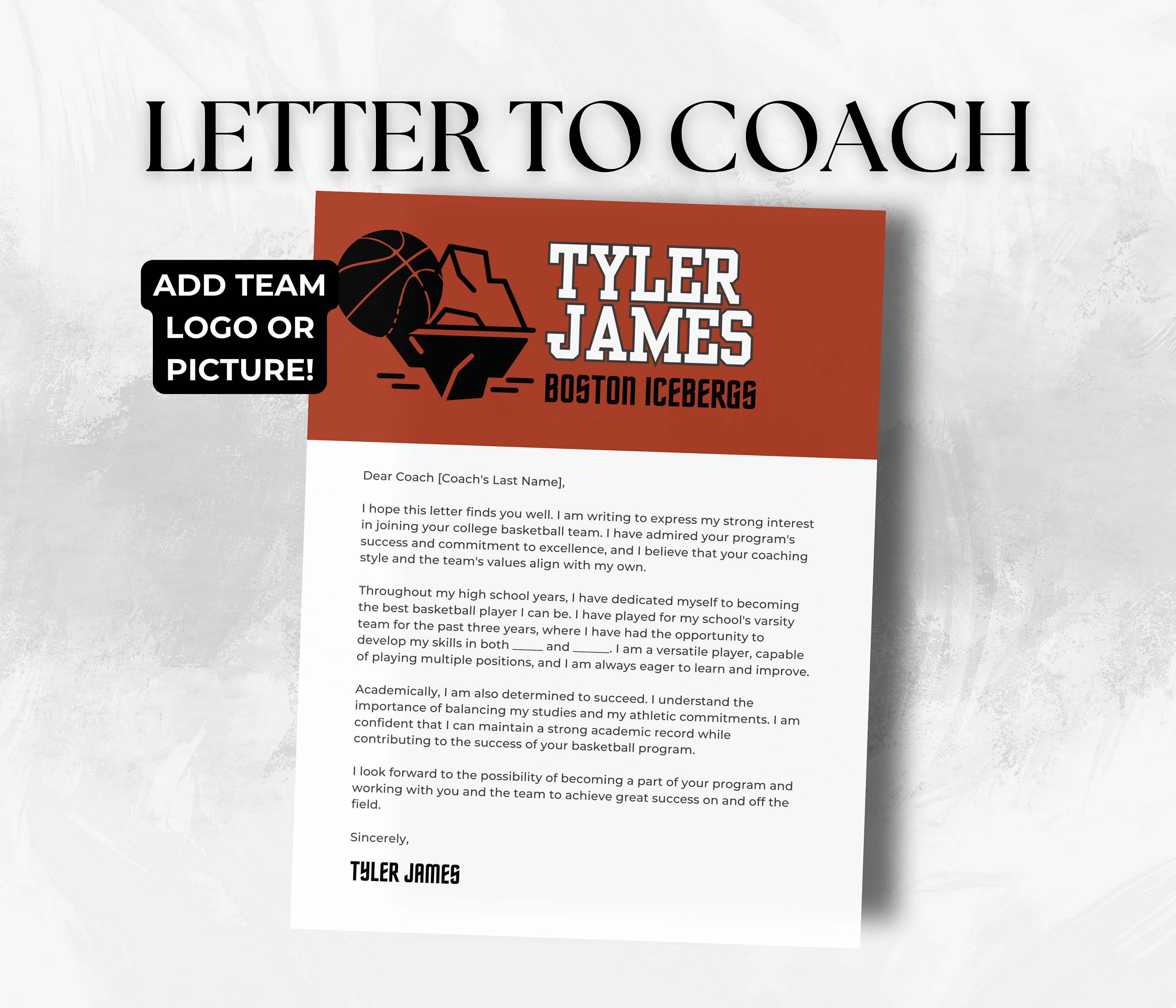 Basketball Athlete Profile Sheet Photo College Recruiting Editable ...