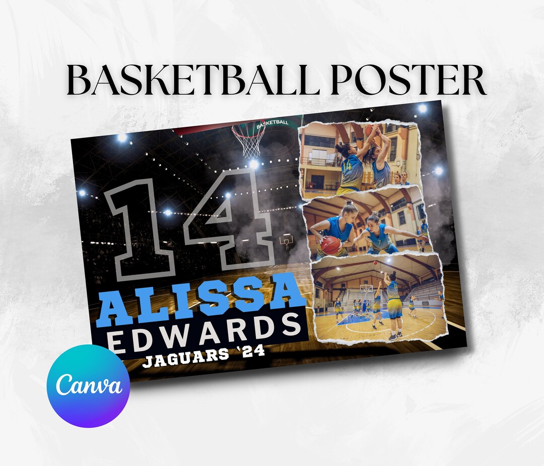 Girls Basketball Poster Canva Template Senior Night Basketball Team ...