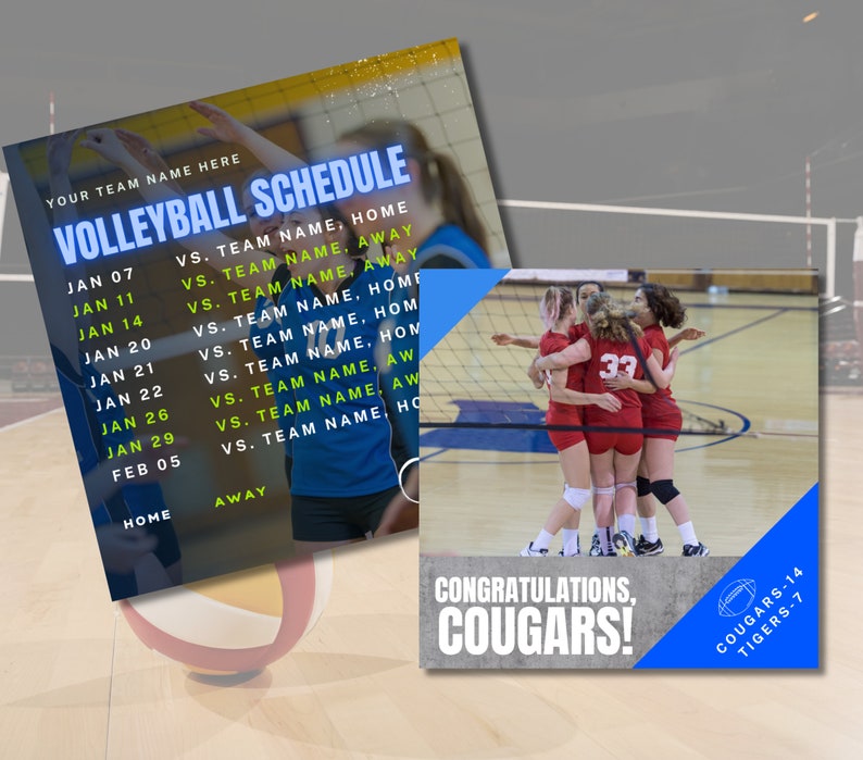 Editable Volleyball Social Media Graphics Template DIY Canva Volleyball ...