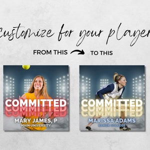 Softball Committed Editable Social Media Template Canva Signing Day ...