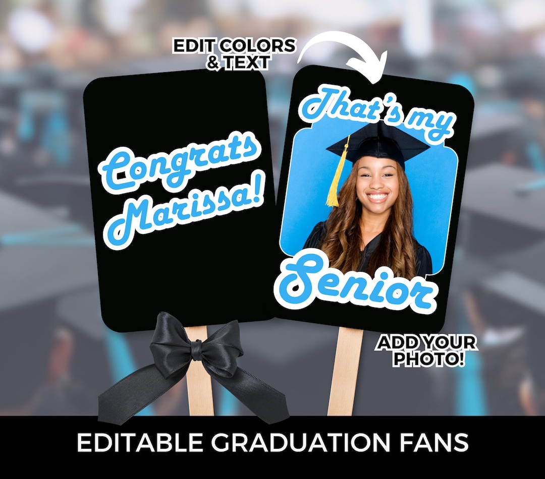 Graduation Poster Fan Canva Template Senior Night Editable Paper Fan ...