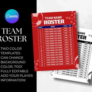 Editable Soccer Team Roster Canva Template Soccer Team Player Roster ...