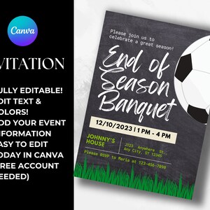 Printable Soccer Team End of Season Sports Banquet Invitation Canva ...