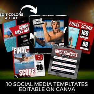 Editable Swim Team Social Media Graphics Template Canva Swim Team ...
