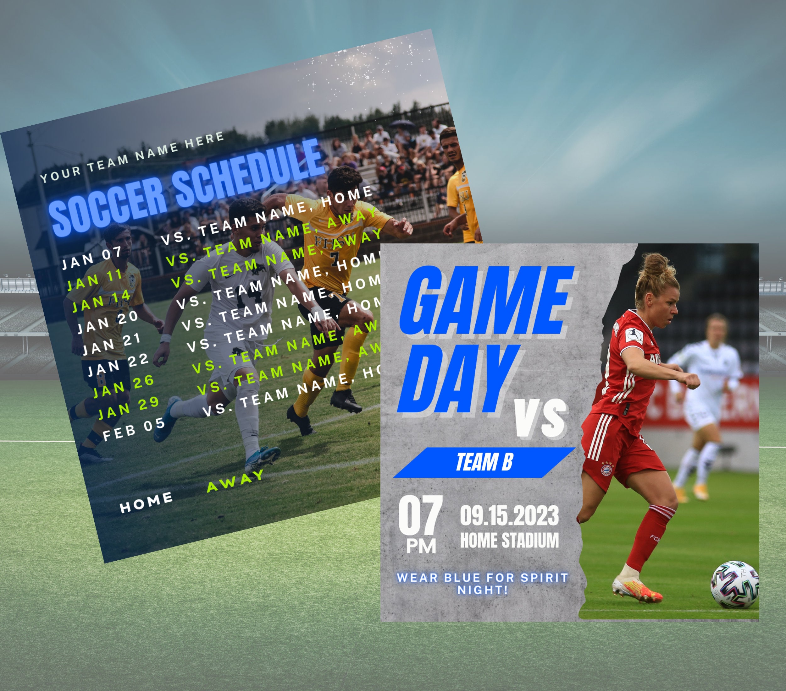 Editable Soccer Social Media Graphics Template DIY Canva Soccer Team ...