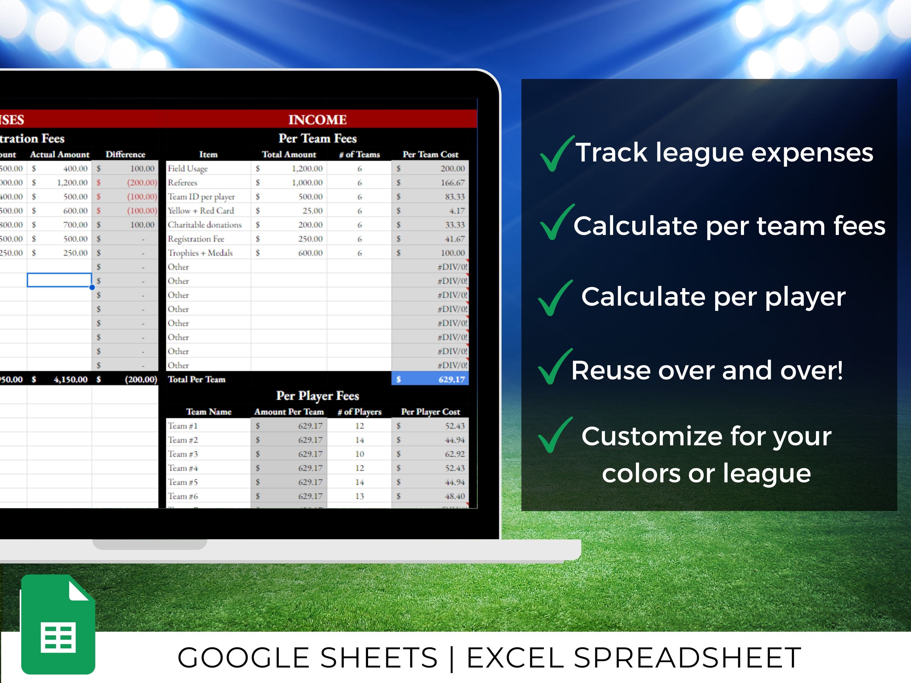 Sports League Budget Template Youth Sports Tournament Budget ...