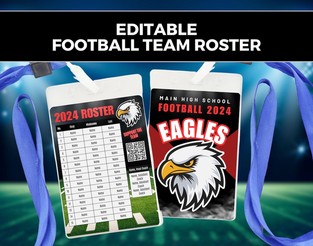 Editable Football Team Roster Canva Template Football Team Player ...