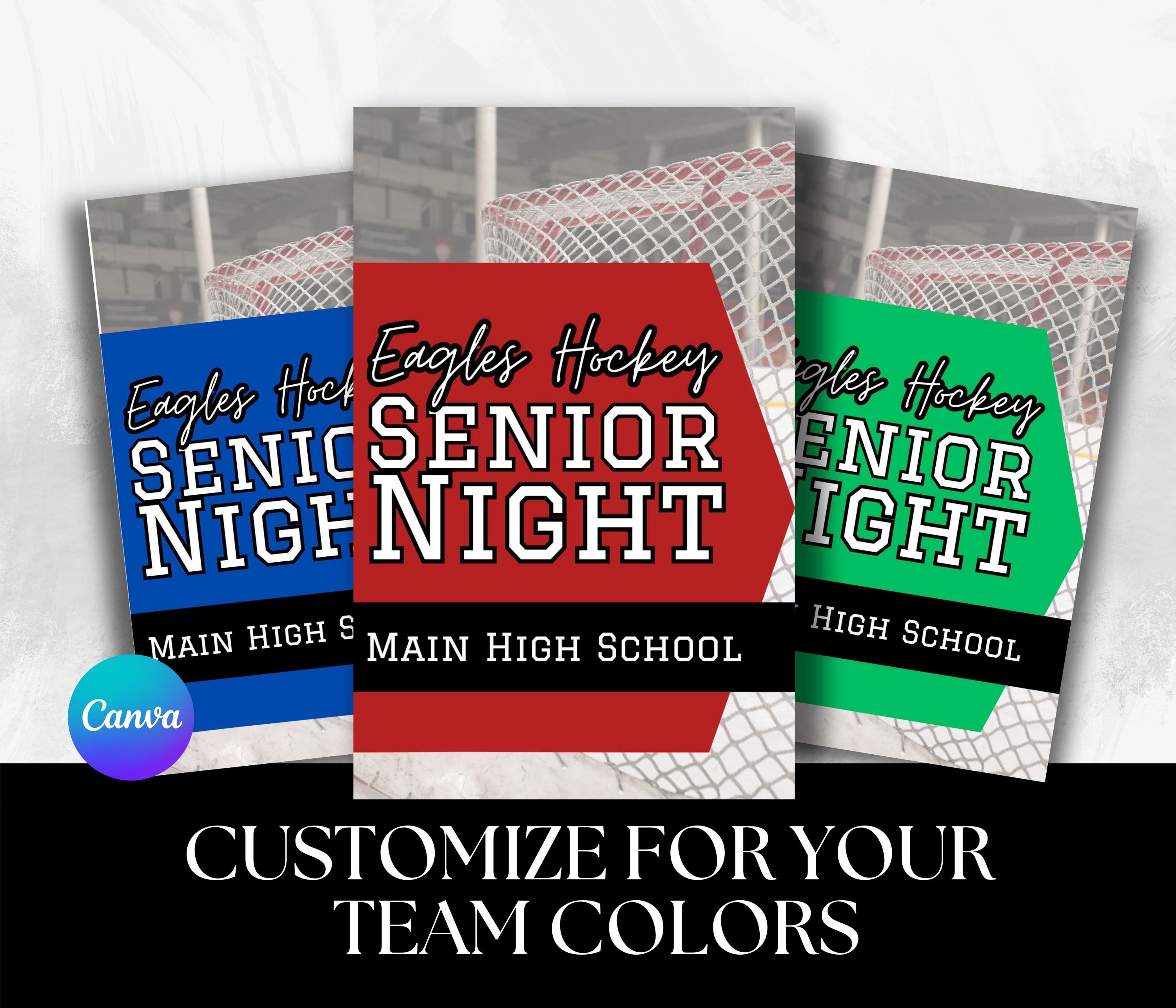 Ice Hockey Senior Night Program Canva Template Senior Game Girls High ...
