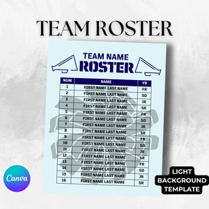 Editable Cheerleading Team Roster Canva Template Cheer Team Player ...