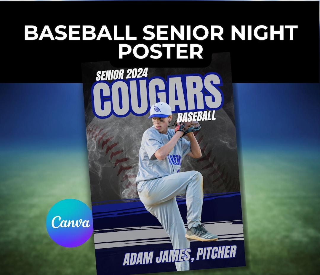 Senior Baseball Banner Canva Template Senior Night Baseball Team ...
