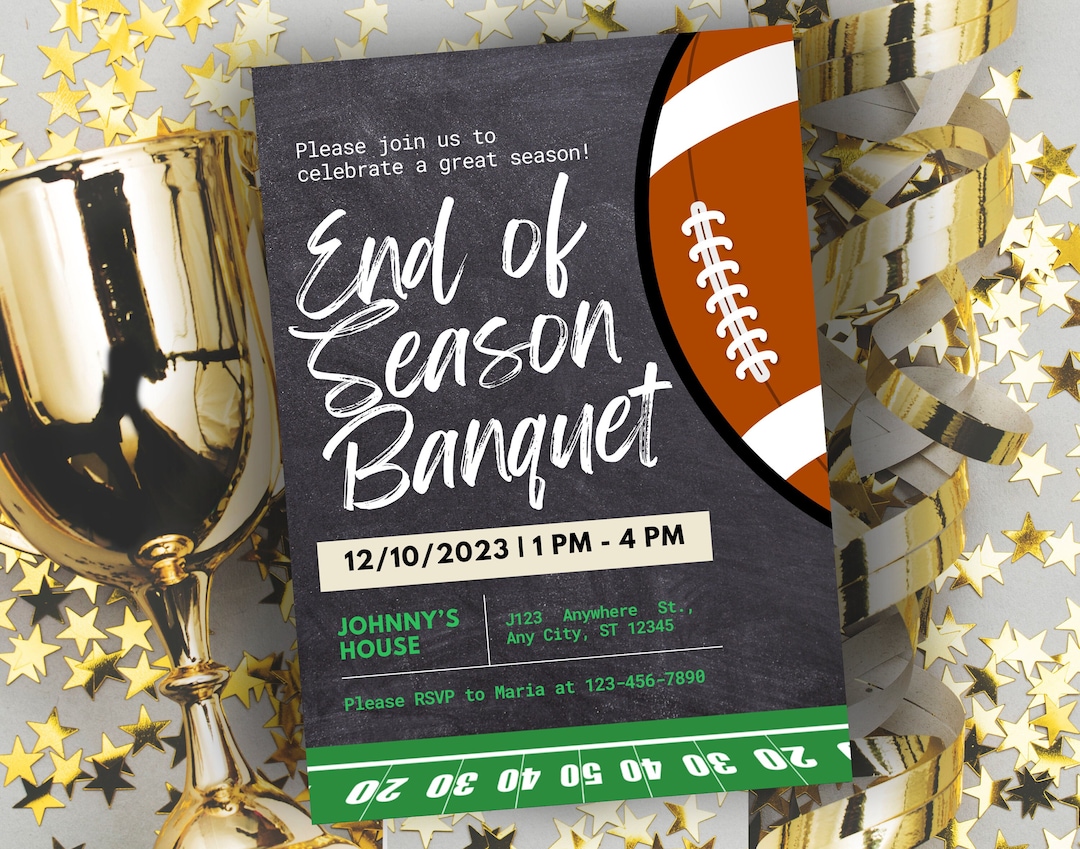 Printable Football Team End of Season Sports Banquet Invitation Canva ...