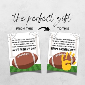 Father's Day Football Poem Handprint Art Craft for Dad From Son ...