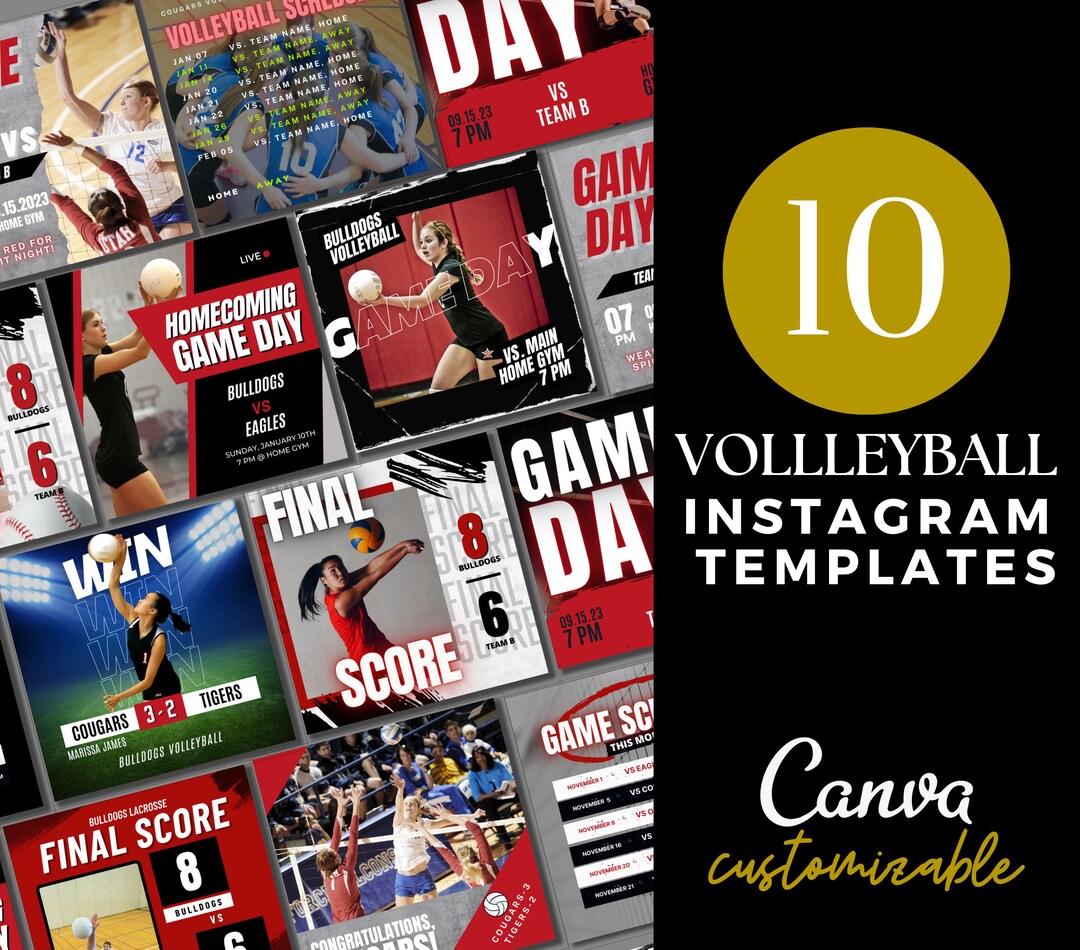 Editable Volleyball Team Social Media Graphics Template Canva ...