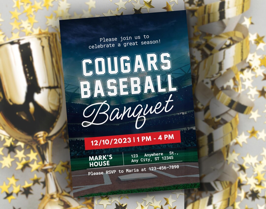 Printable Baseball Team End of Season Sports Banquet Invitation Canva ...