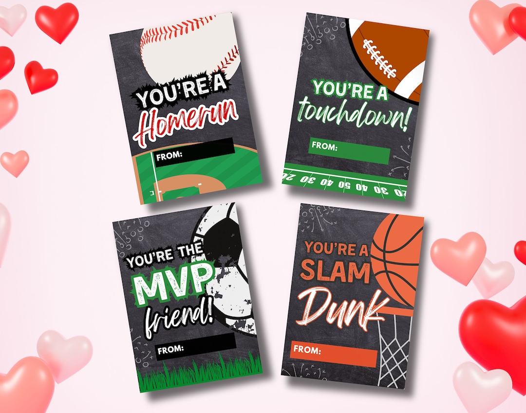 Printable Sports Valentine's Day Cards for Kids Football Theme ...