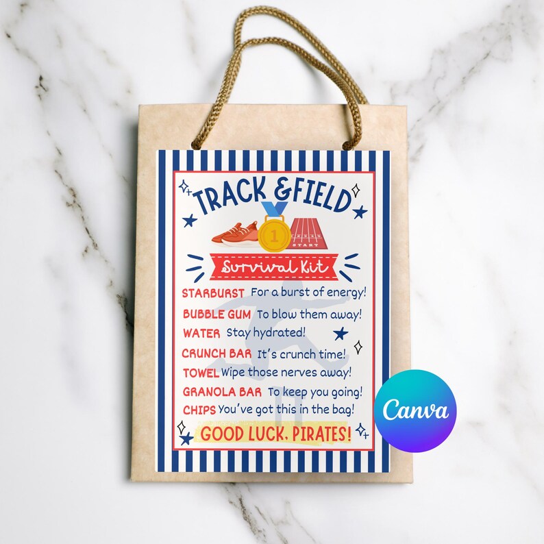 Track and Field Survival Kit Editable Track and Field Meet Day Snack ...