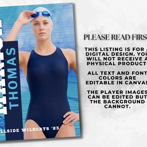 Swim Team Poster Canva Template Senior Meet Swim Team Banquet Gift for ...