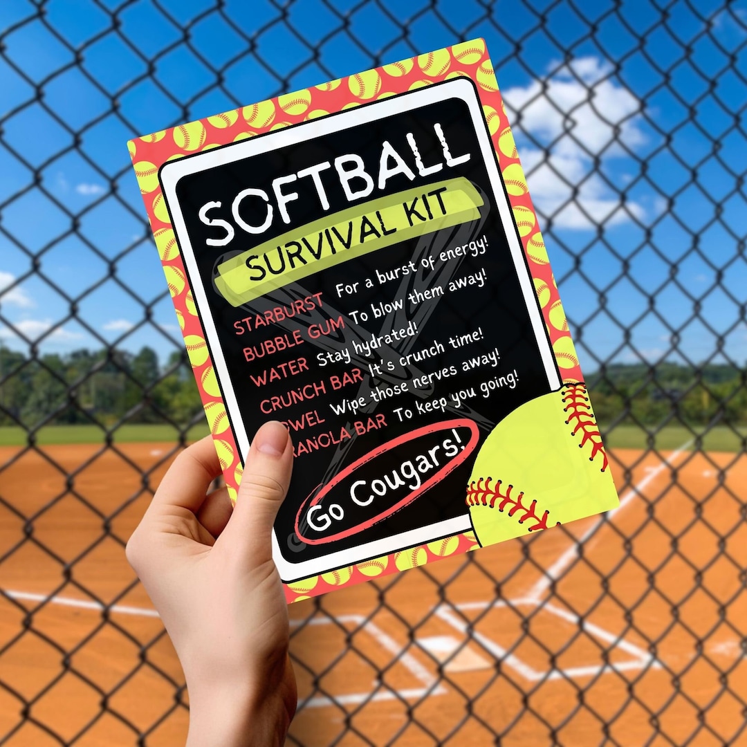 Editable Softball Team Survival Kit Canva Template Printable Softball ...