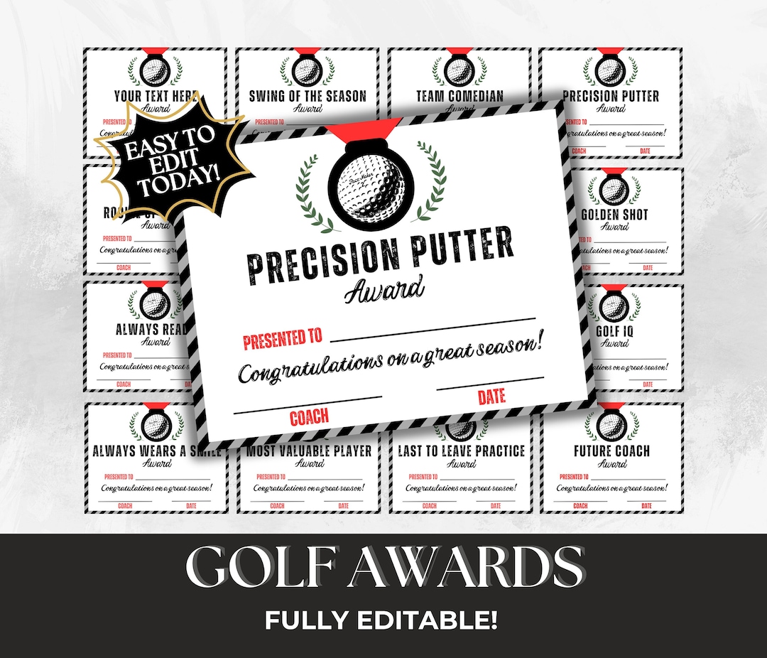 Editable Golf Award Certificates End of Season Printable Golf Team ...