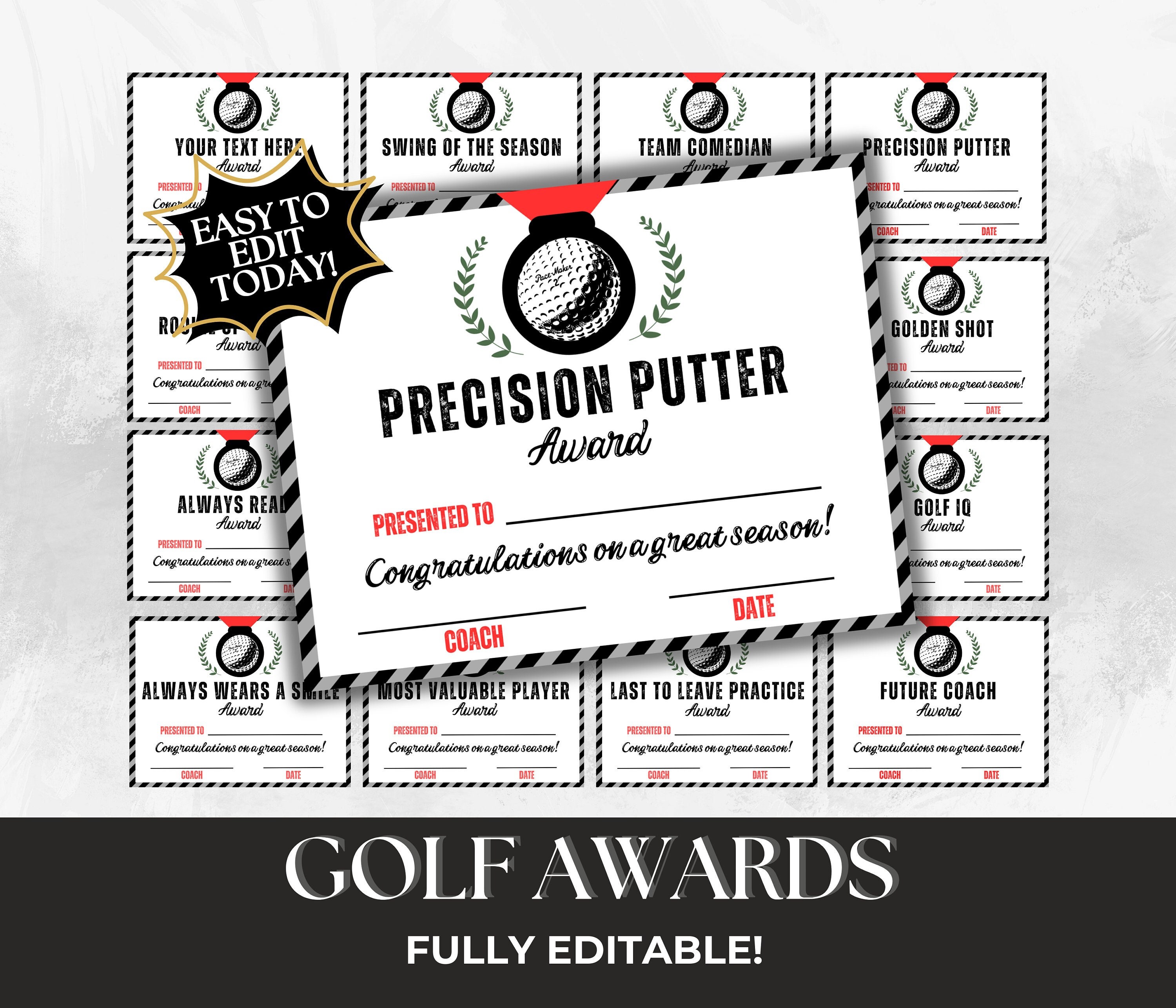 Editable Golf Award Certificates End of Season Printable Golf Team ...