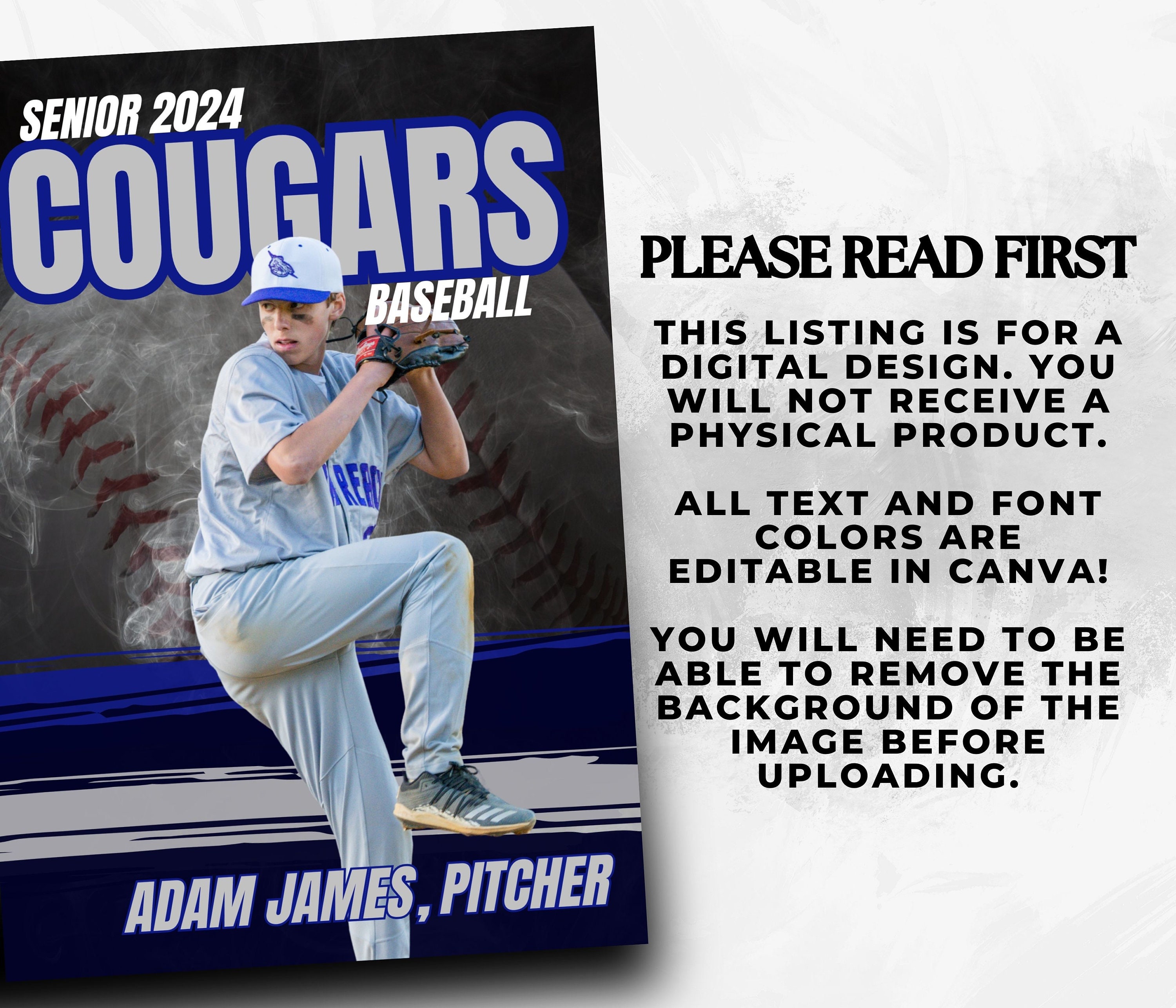 Senior Baseball Banner Canva Template Senior Night Baseball Team ...