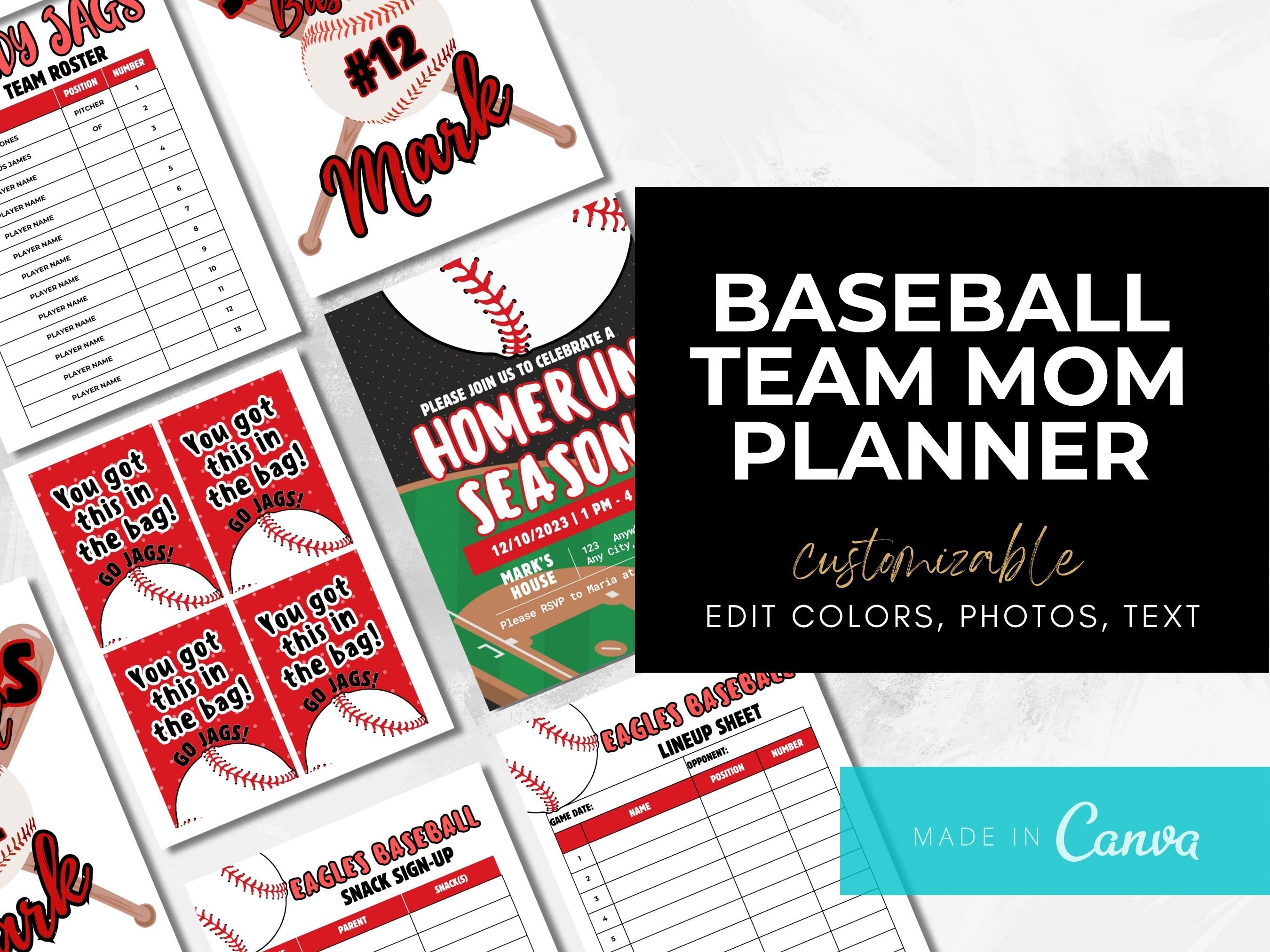 Editable Baseball Team Mom Planner Template Bundle Baseball Schedule ...