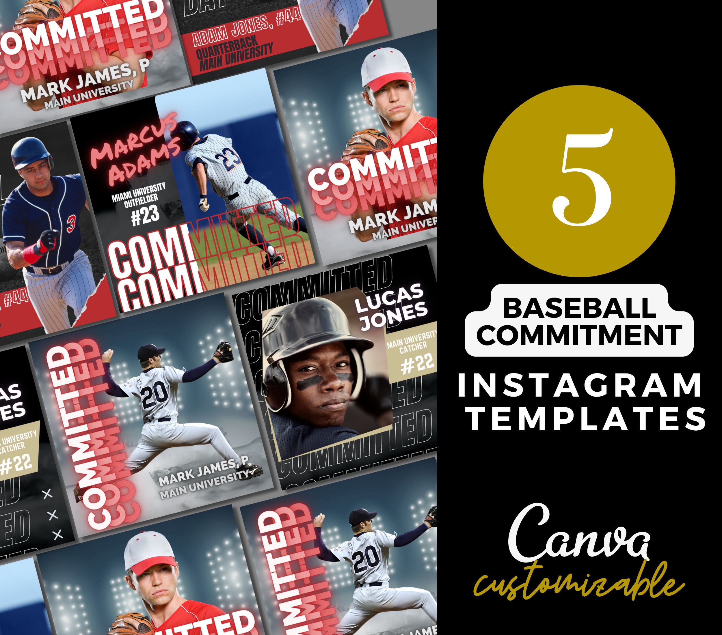 Baseball Committed Editable Social Media Template Canva Signing Day ...