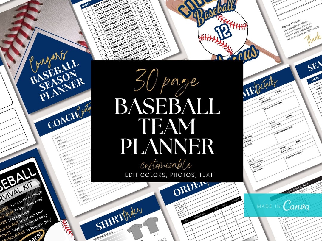 Editable Baseball Coach Planner Baseball Team Mom Binder Manager Form ...