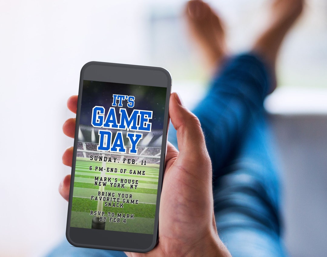 Editable Football Party Video Phone Text Invitation Bowl Games ...