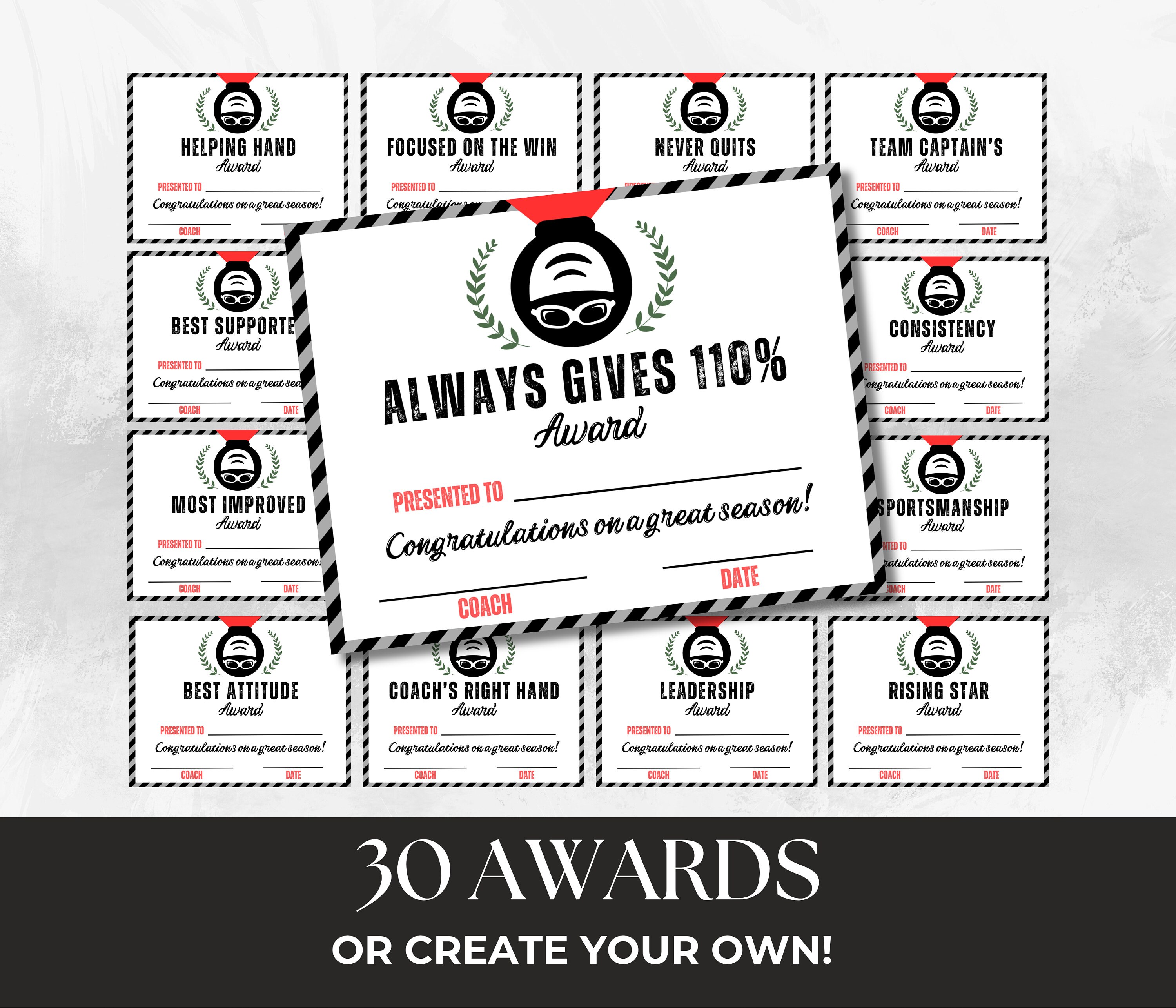 Editable Swimming Award Certificates End of Season Printable Swim Team ...