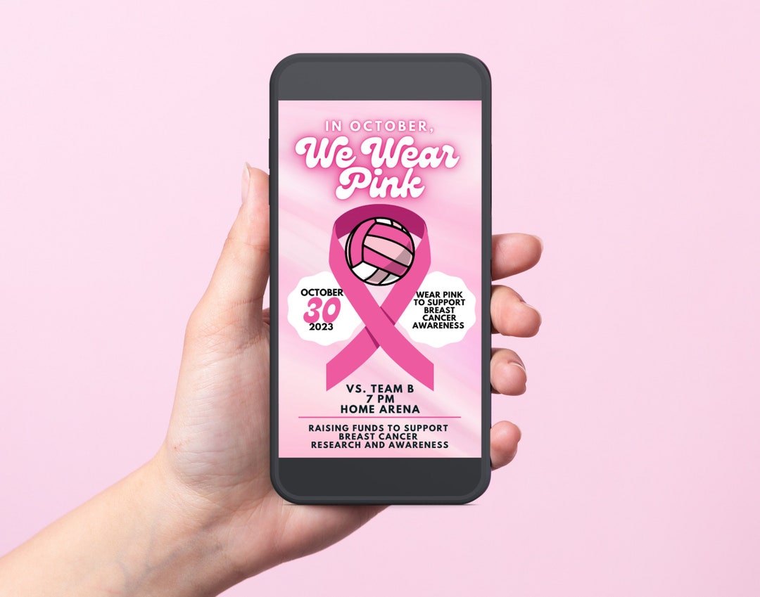 Volleyball Breast Cancer Awareness Game Phone Invitation Volleyball ...