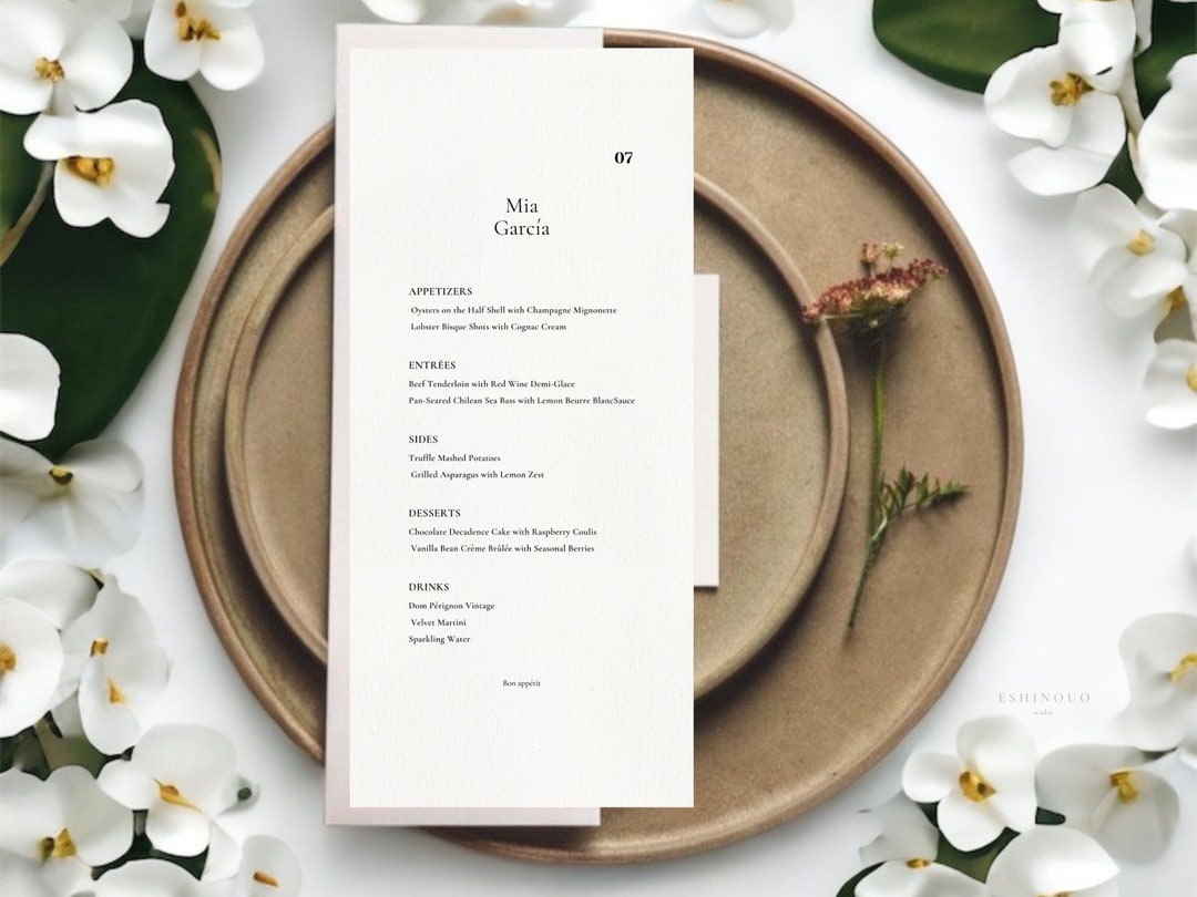Customizable Menu Card, High-quality Menu, Catering Menu, Exclusively ...