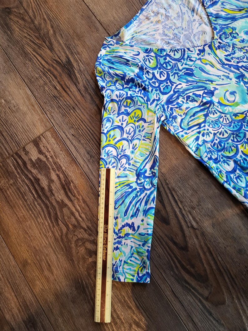 Lilly Pulitzer ERIN Dress Blue Crush After Party V-neck 3/4 Sleeve Size ...