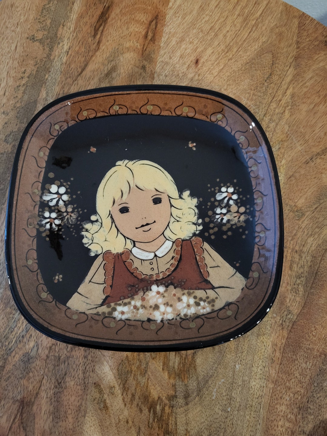 Vintage Rheinfelden Keramik Handarbeit Pottery Plate Blond Girl With ...
