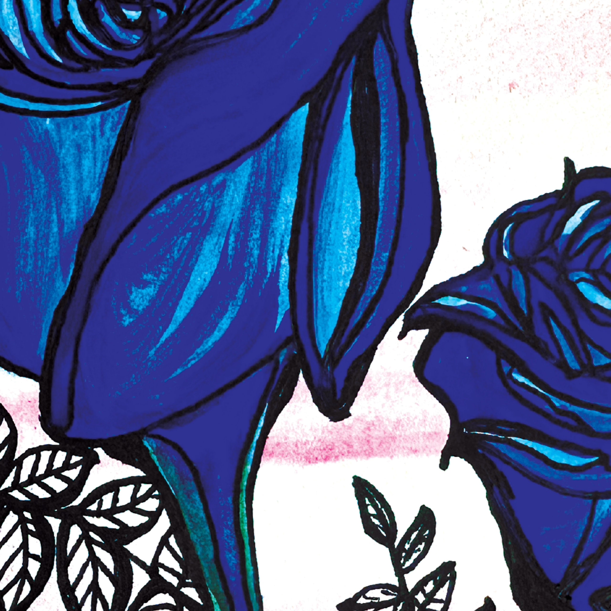 Victorian Blue Rose Art Print- Watercolor & Ink - Digital Download ...