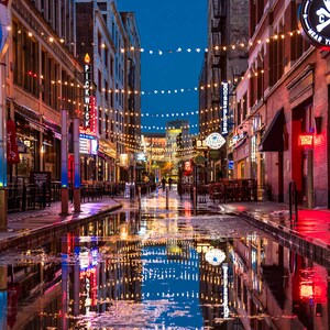 Cleveland Skyline,east 4th Street Outdoor Eatery, Entertainment Street ...