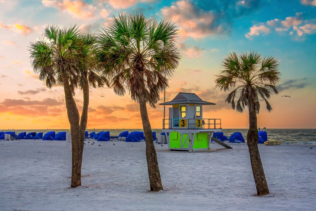 Clearwater Beach Lifeguard Tower 3, Sunset, Beach Life,golden Hour ...