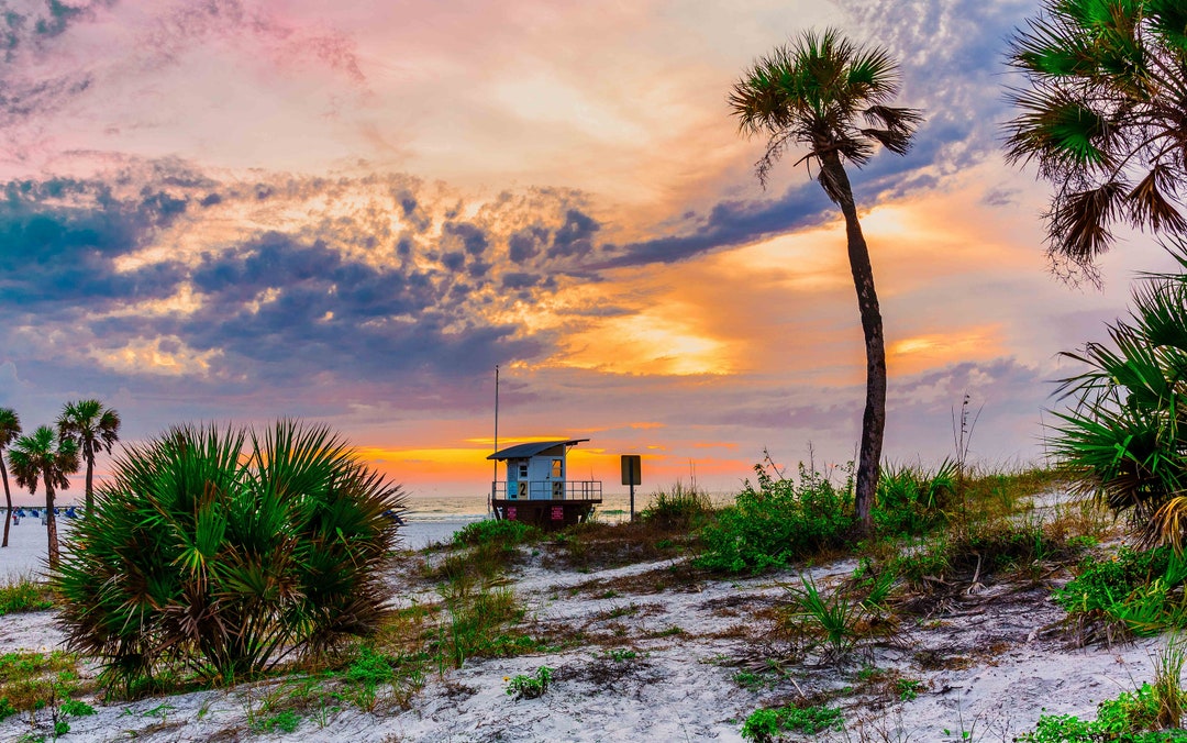 Clearwater Beach Lifeguard Tower 2 Sunset Beach Life,golden Hour - Etsy