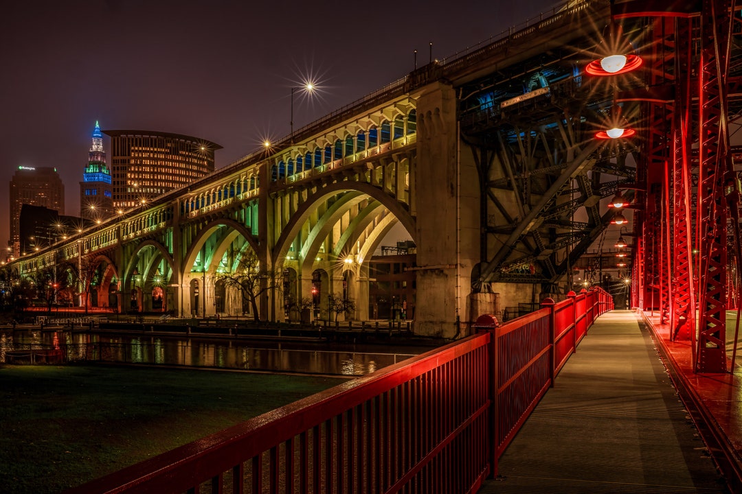 Cleveland Skyline,center Street Swing Bridge, Cleveland Flats,terminal ...