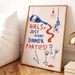 Dinner Party Print Kitchen Wall Art Hand Illustrated Vintage - Etsy