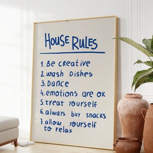 Retro Wall Art, Rules Art Print, Retro Quote Print, Trendy Wall Art ...