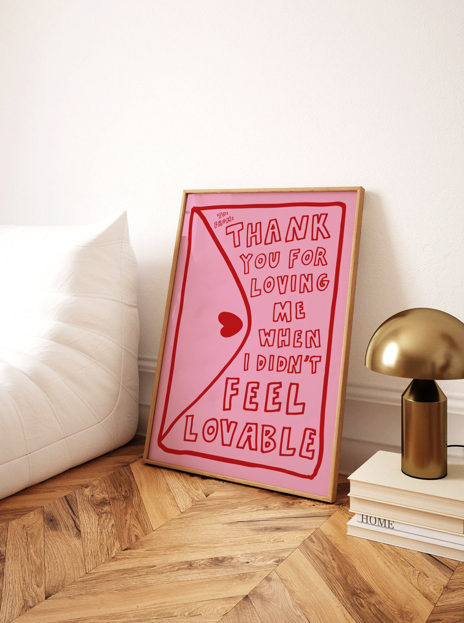 Love Letter Cute Pastel, Illustration, Pink and Red, Aesthetic Wall Art ...